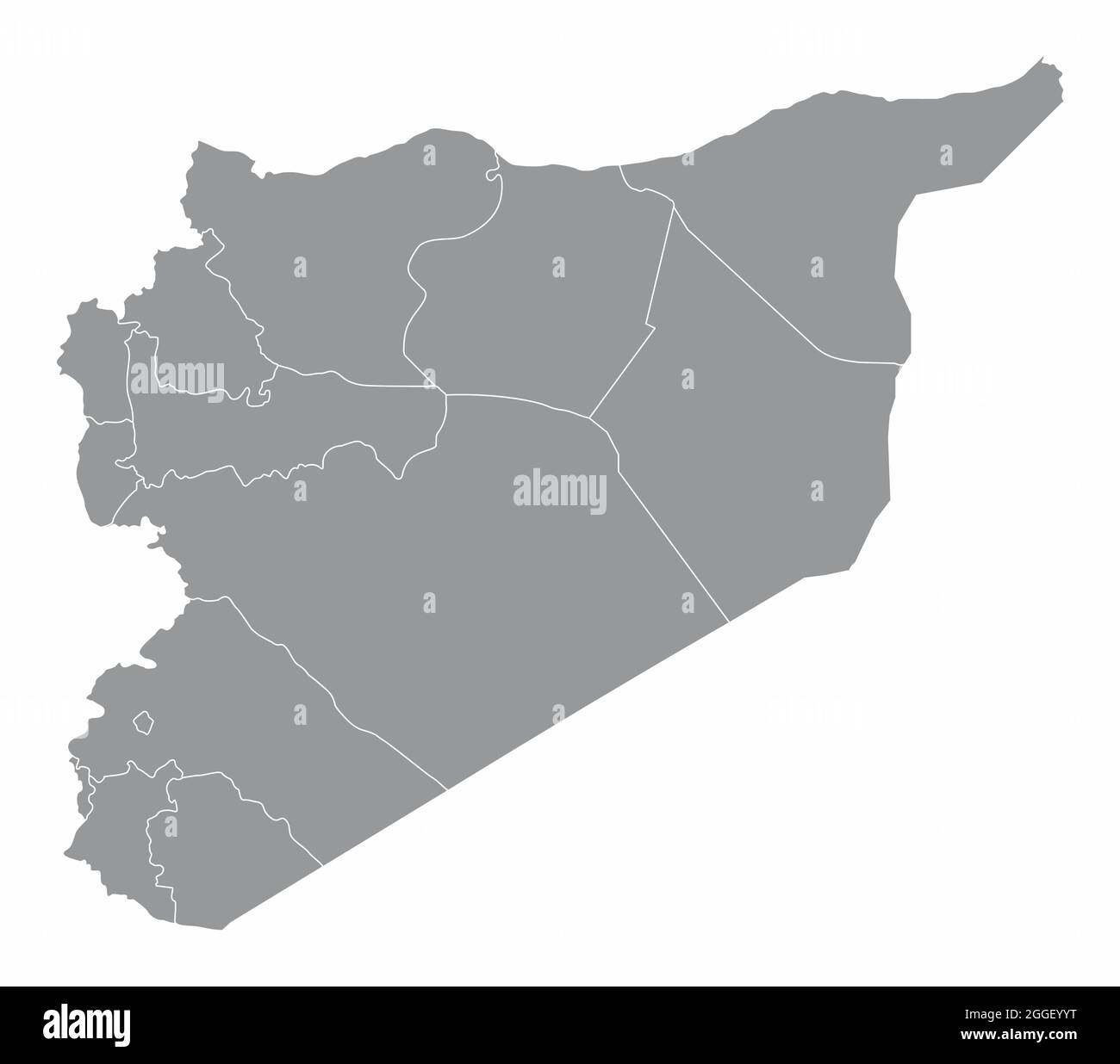 Syria administrative map isolated on white background Stock Vector ...