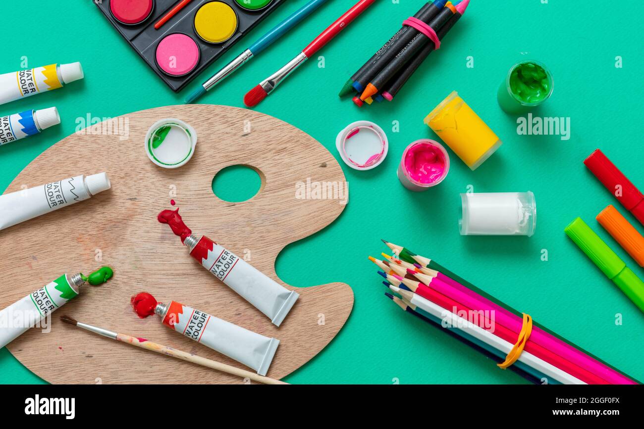 Education, Back to School, kids creativity concept. School supplies ...