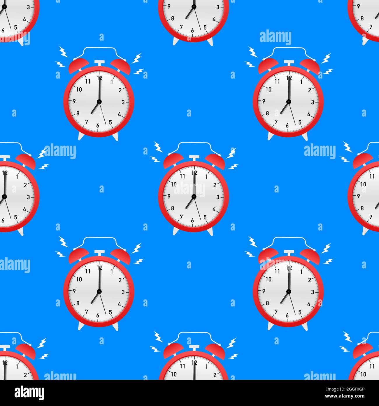 Alarm clock red wake-up time pattern. Vector illustration Stock Vector ...