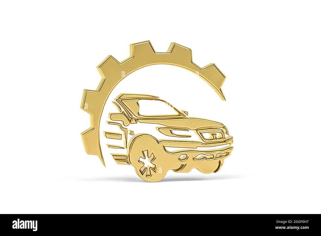 Golden 3d car repair icon isolated on white background - 3D render ...