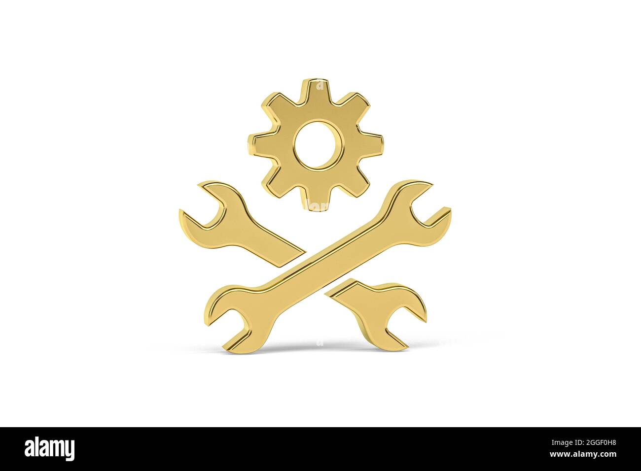 Golden 3d car repair icon isolated on white background - 3D render ...