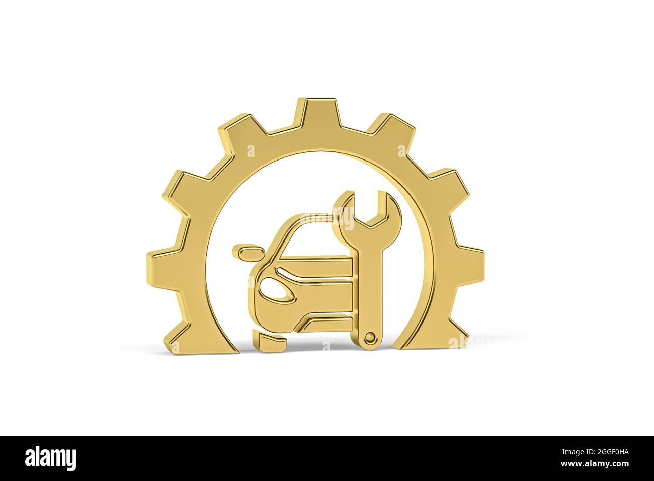 Golden 3d car repair icon isolated on white background - 3D render ...