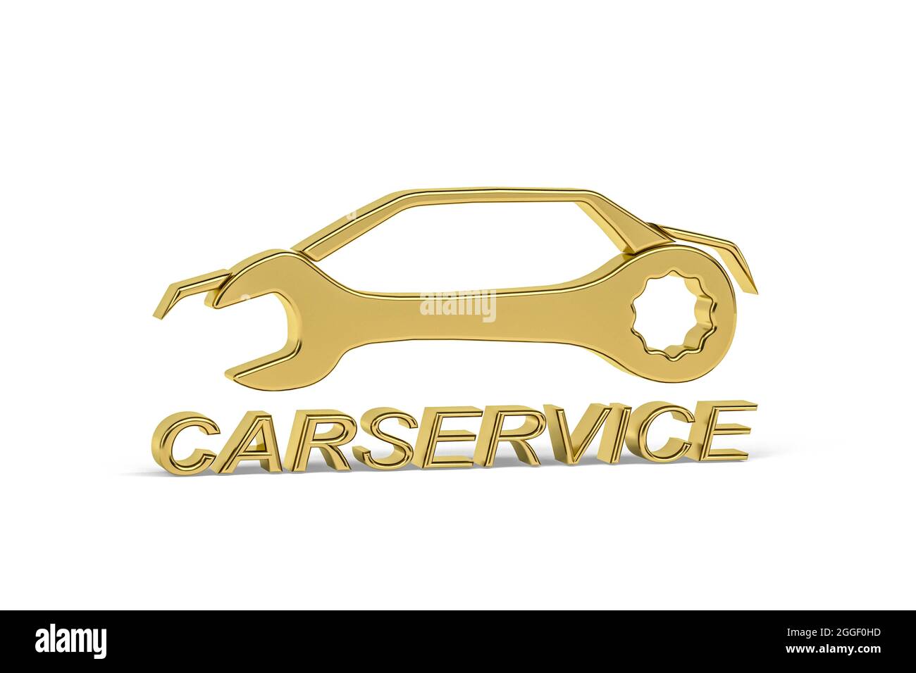 Golden 3d car repair icon isolated on white background - 3D render ...