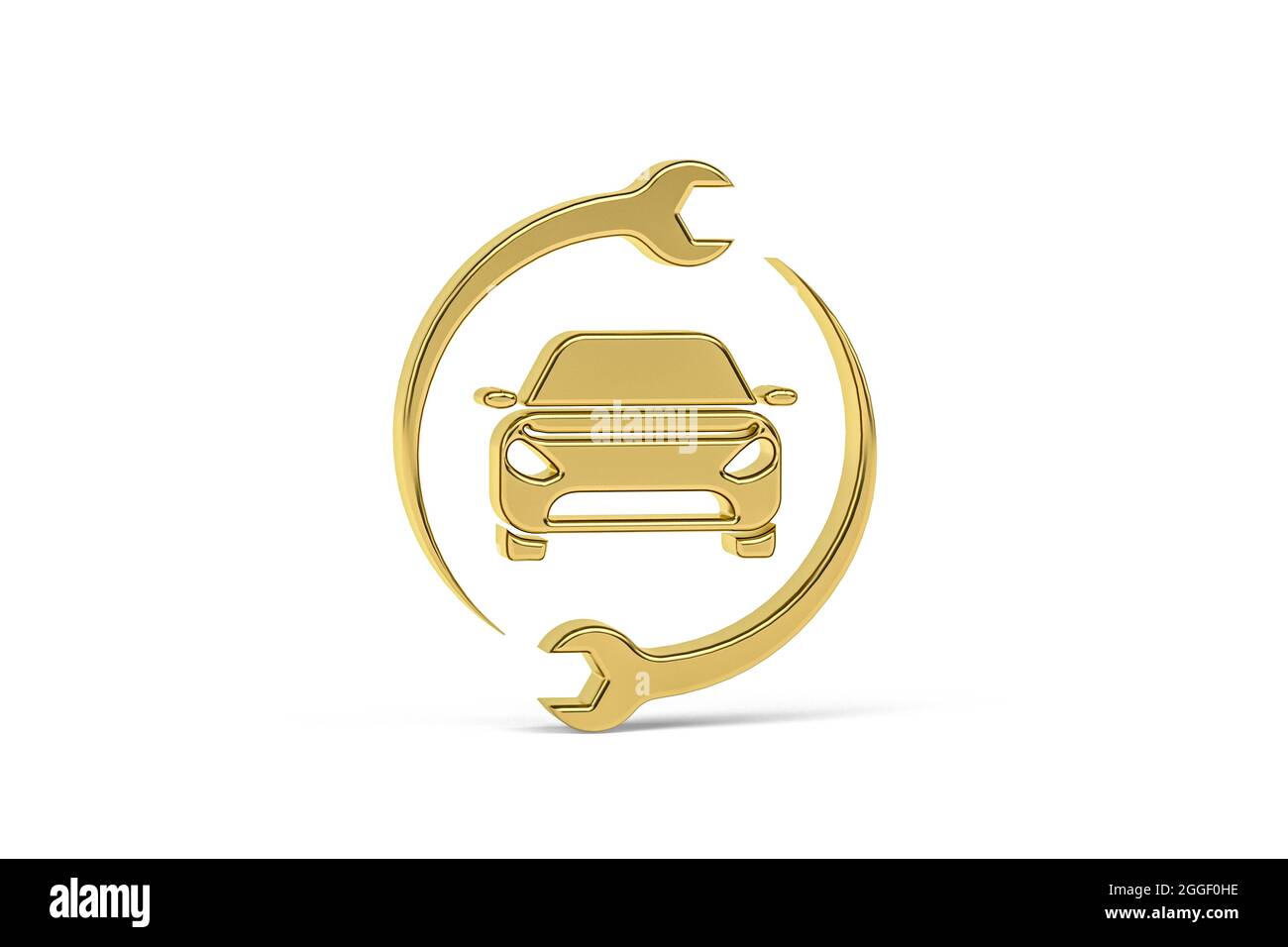 Golden 3d car repair icon isolated on white background - 3D render ...