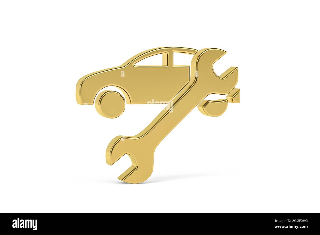 Golden 3d car repair icon isolated on white background - 3D render ...