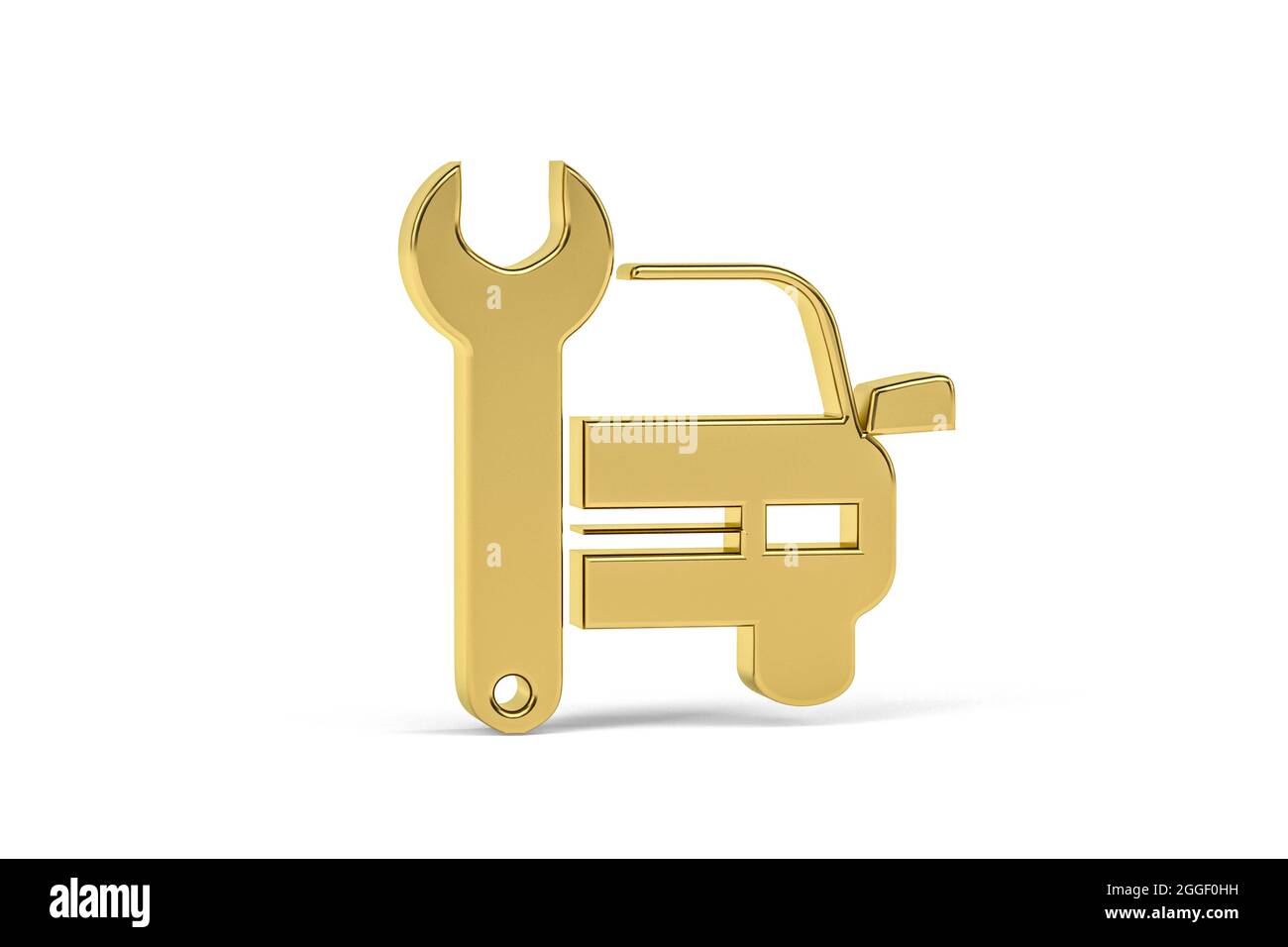 Golden 3d car repair icon isolated on white background - 3D render ...