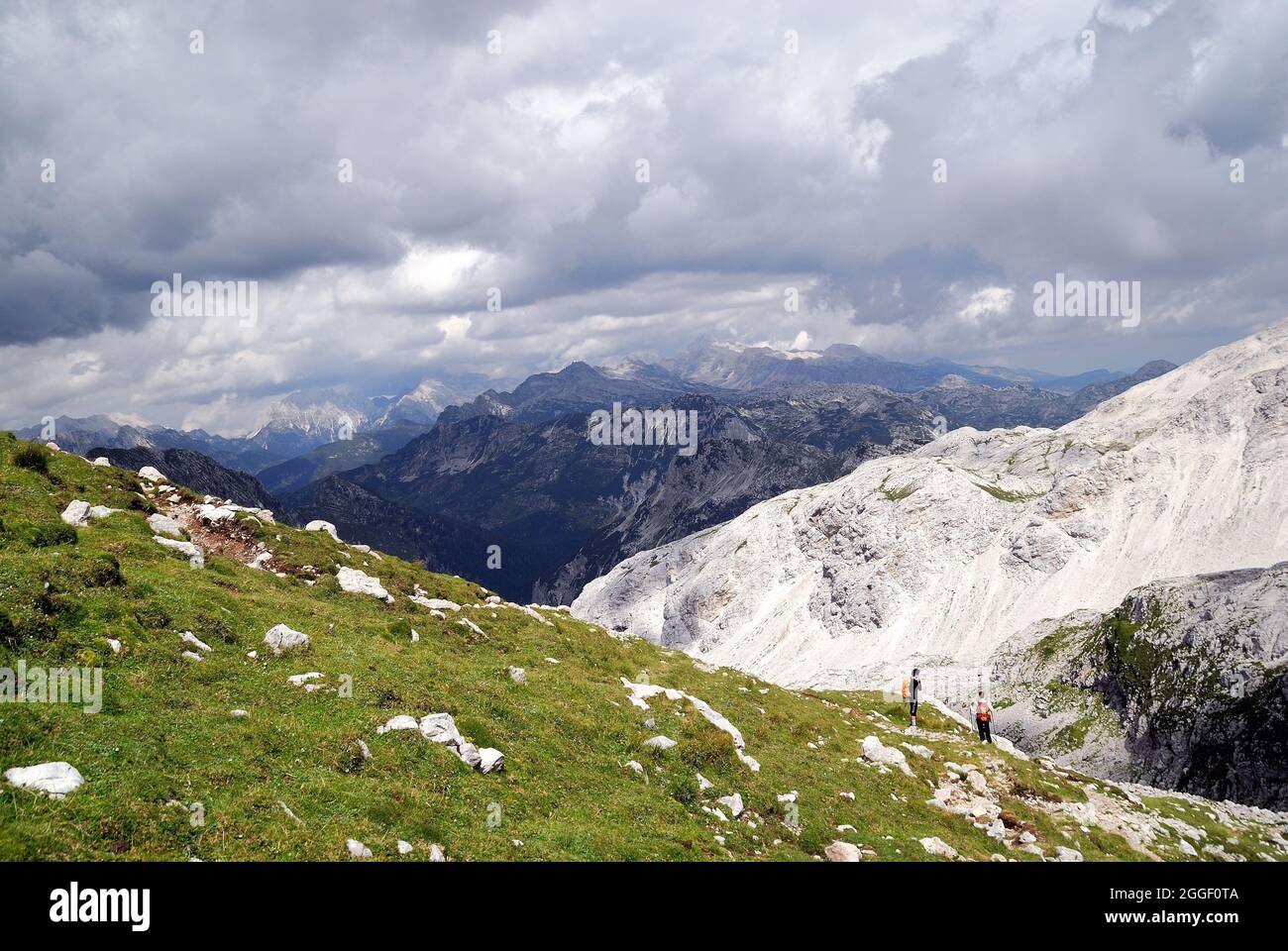 Slovenia, a view of Lepena valley from Mount Krn (monte Nero Italian ...