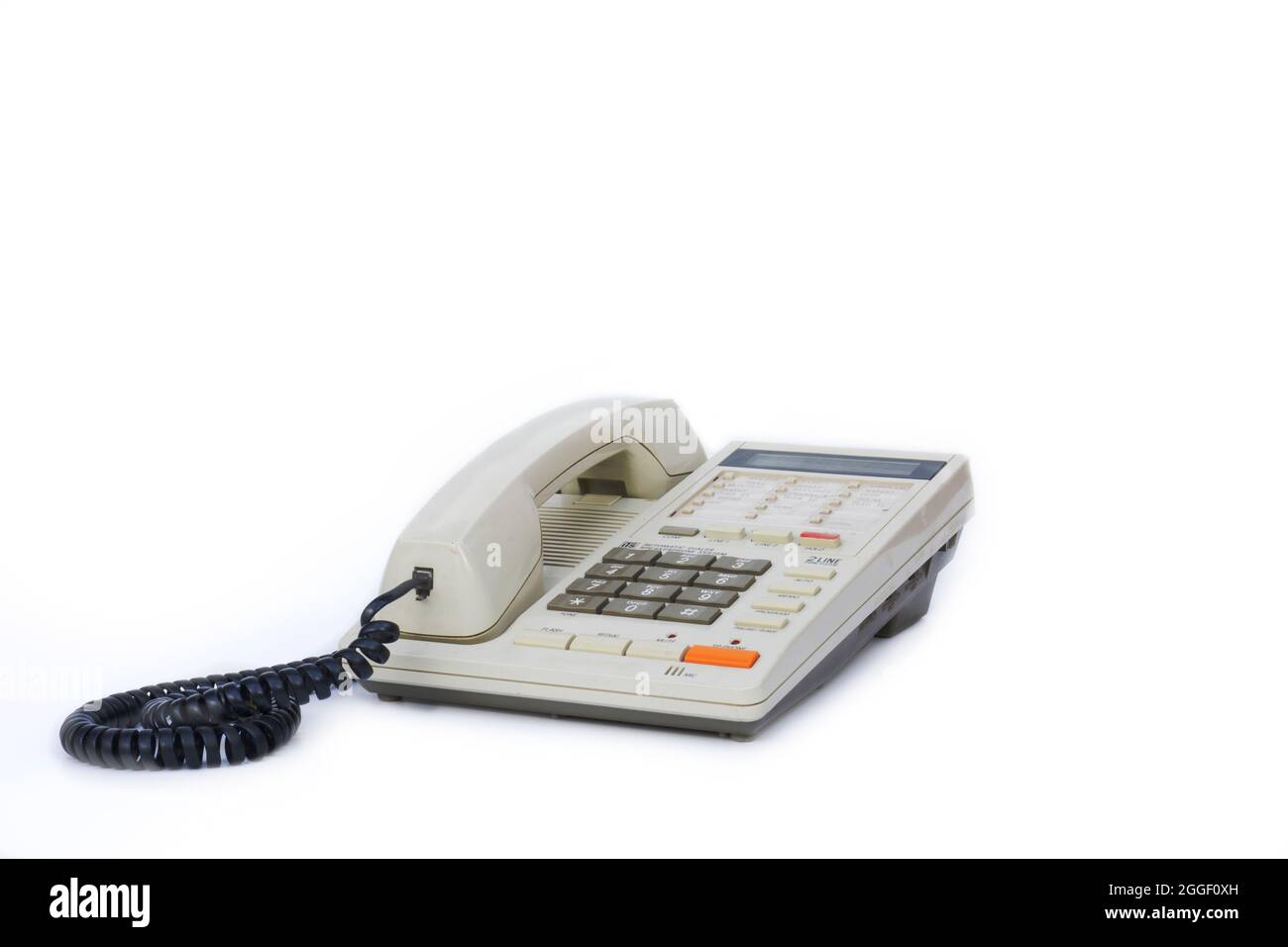 vintage dial-up digital desk phone. Selective Focus. İsolated white ...