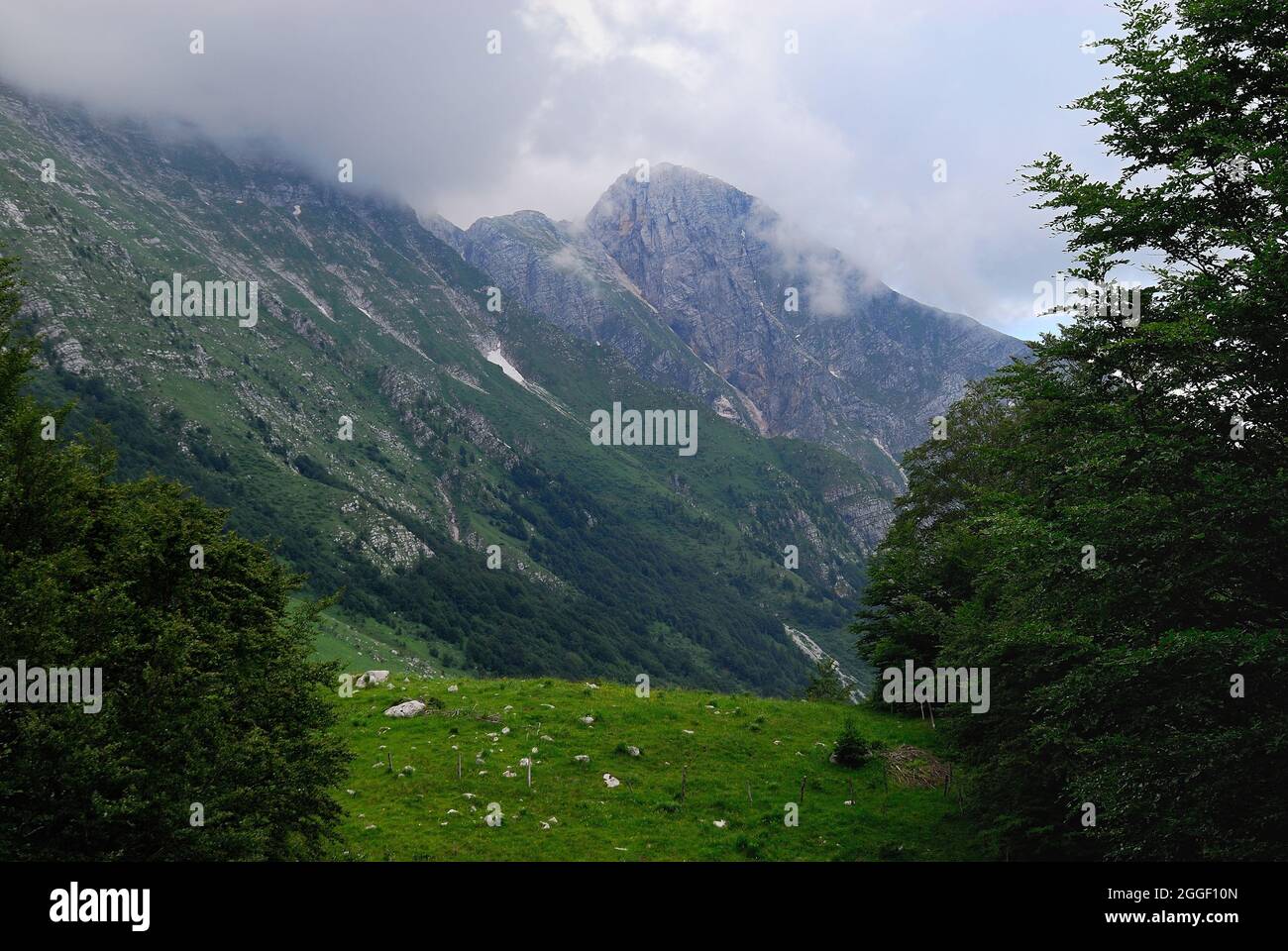 Slovenia, a view of mount Krn (monte Nero Italian) from Planina ...