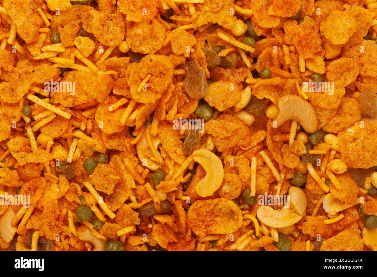 Close up of cornflex mixture Indian namkeen (snacks) Full-Frame ...