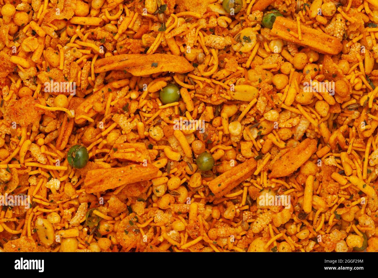 Close up of Teekha Meetha crunchy spicy Indian namkeen (snacks) Full ...