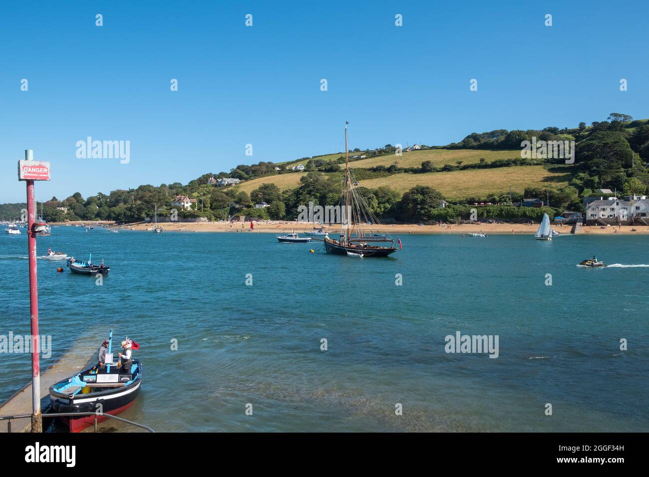 The Salcombe to East Portlemouth passenger ferry in the estuary on a ...