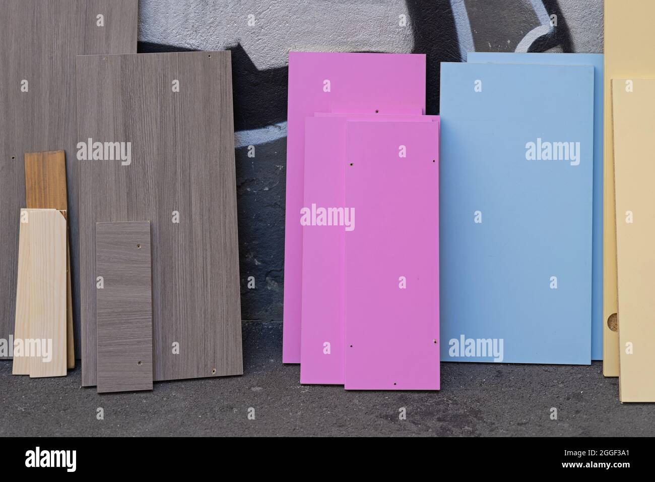 Pink Mdf Boards Flat Pack Material Parts for Diy Furniture Stock Photo ...