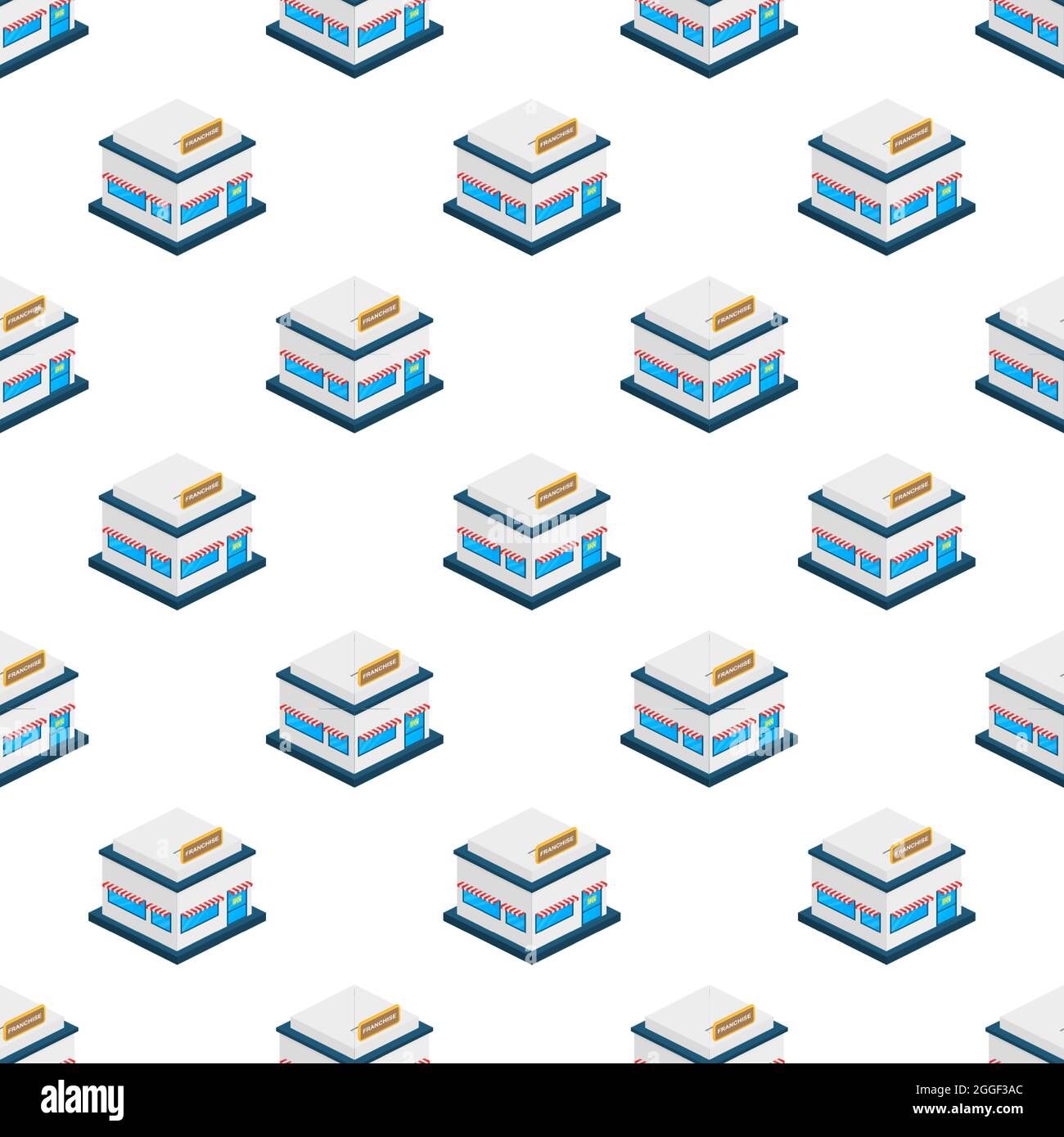 Isometric shop or market store front exterior facade pattern. Vector ...