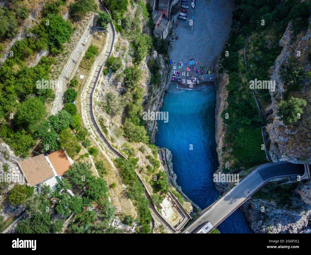 Aerial view of the Fiordo di furore beach, amalfi coast Stock Photo - Alamy