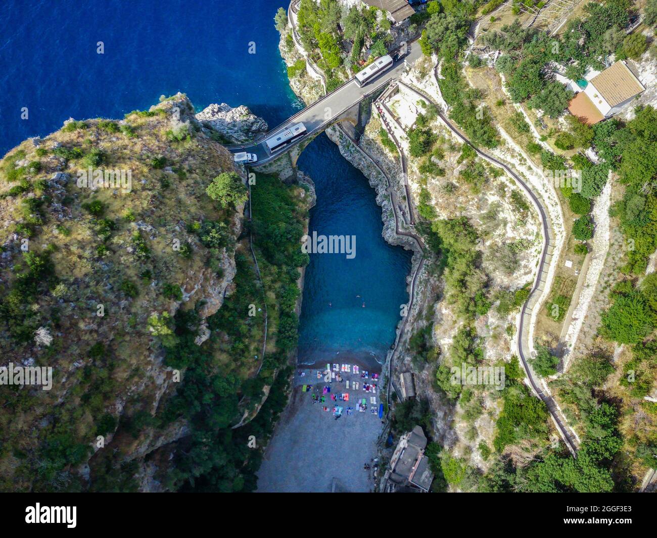Aerial view of the Fiordo di furore beach, amalfi coast Stock Photo - Alamy