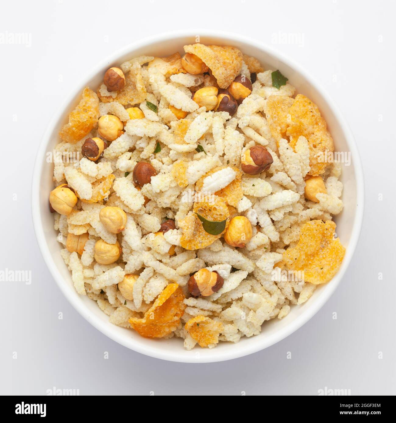 Close-Up of Crunchy Diet Mixture in a white Ceramic bowl made with ...