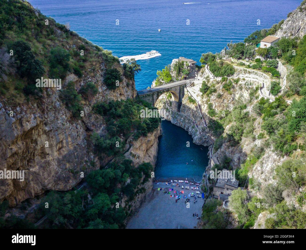 Aerial view of the Fiordo di furore beach, amalfi coast Stock Photo - Alamy