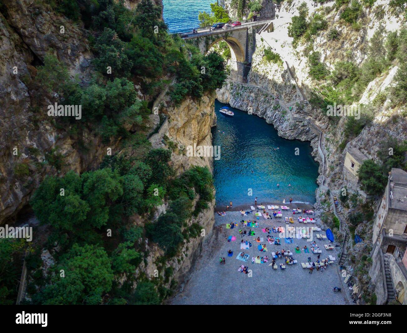 Aerial view of the Fiordo di furore beach, amalfi coast Stock Photo - Alamy