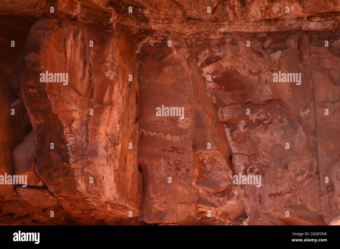 Series of ancient petroglyphs in sandstone cave in Arizona Stock Photo ...