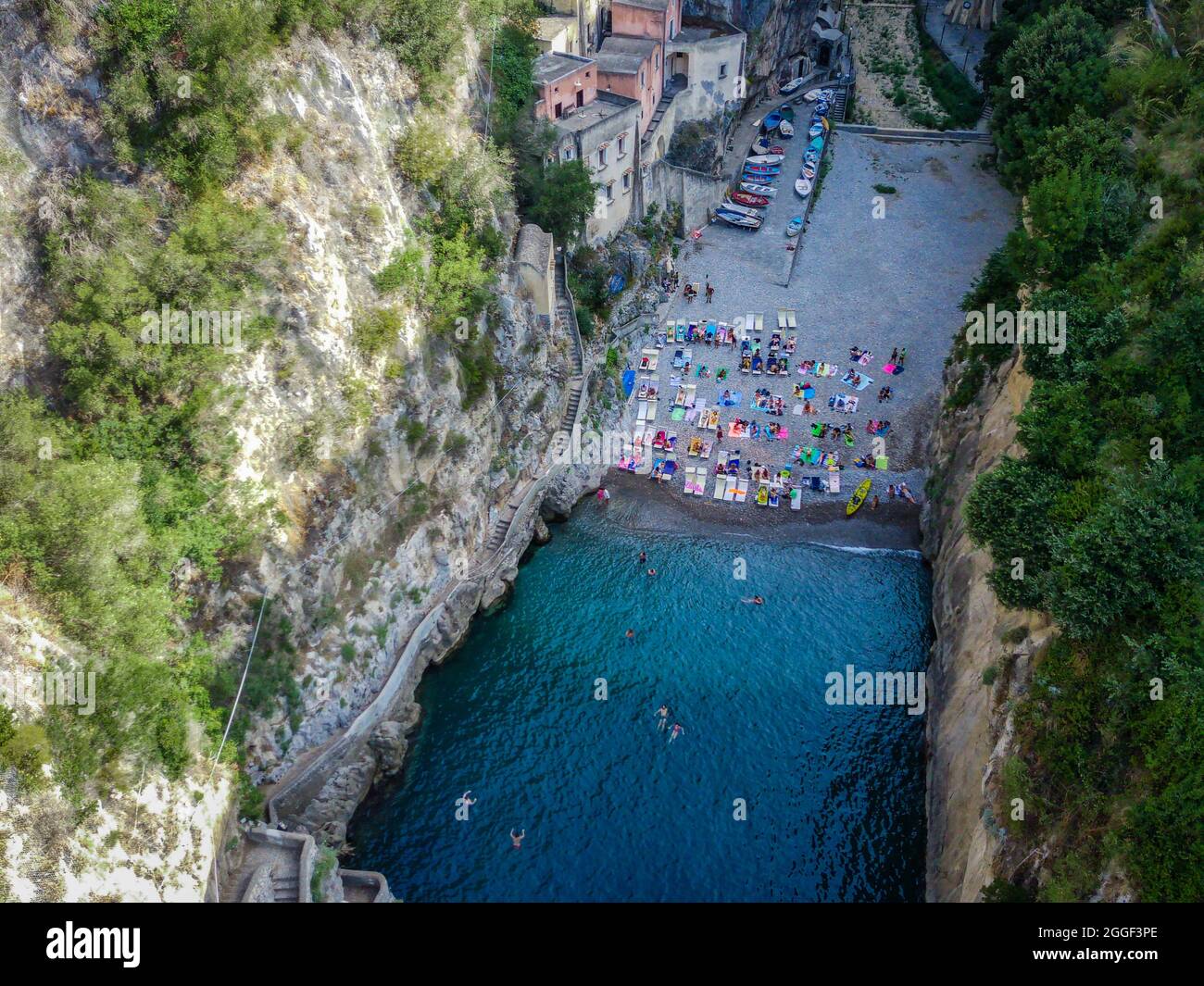 Aerial view of the Fiordo di furore beach, amalfi coast Stock Photo - Alamy