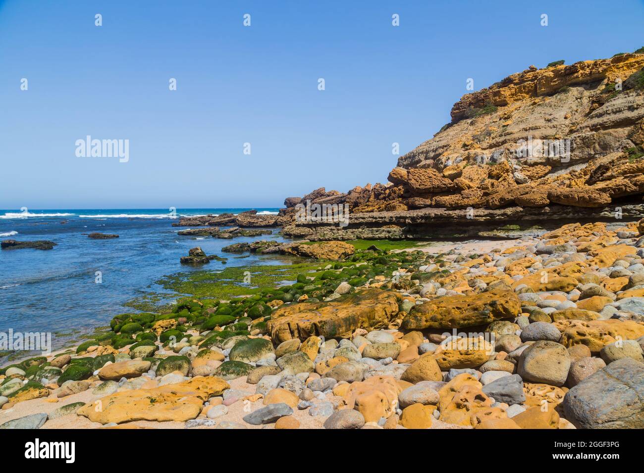 Cliffs on the shore of Atlantic ocean in Cabo da Roca (Cape Roca) in ...