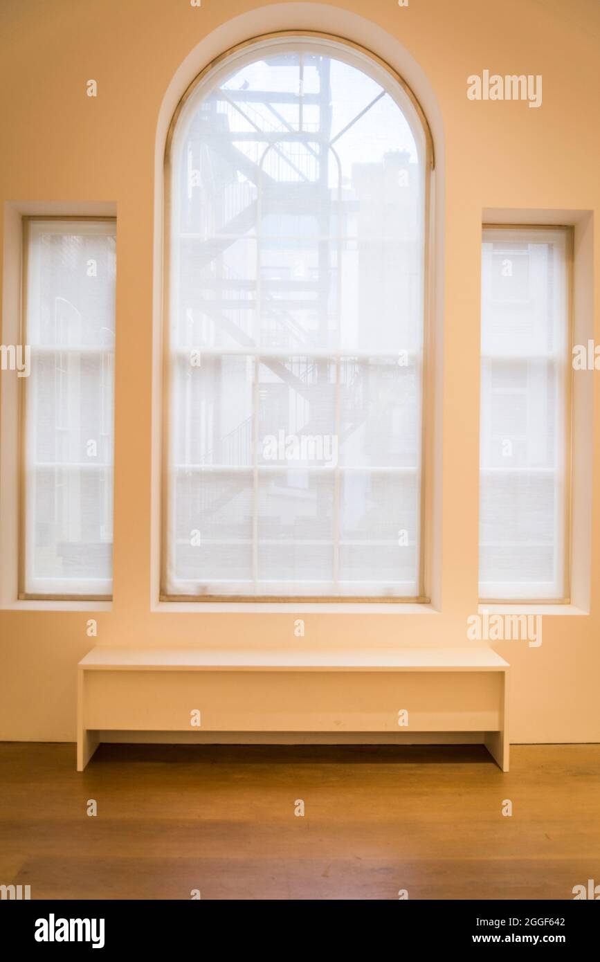 Arched window and a bench, London, England, UK Stock Photo - Alamy