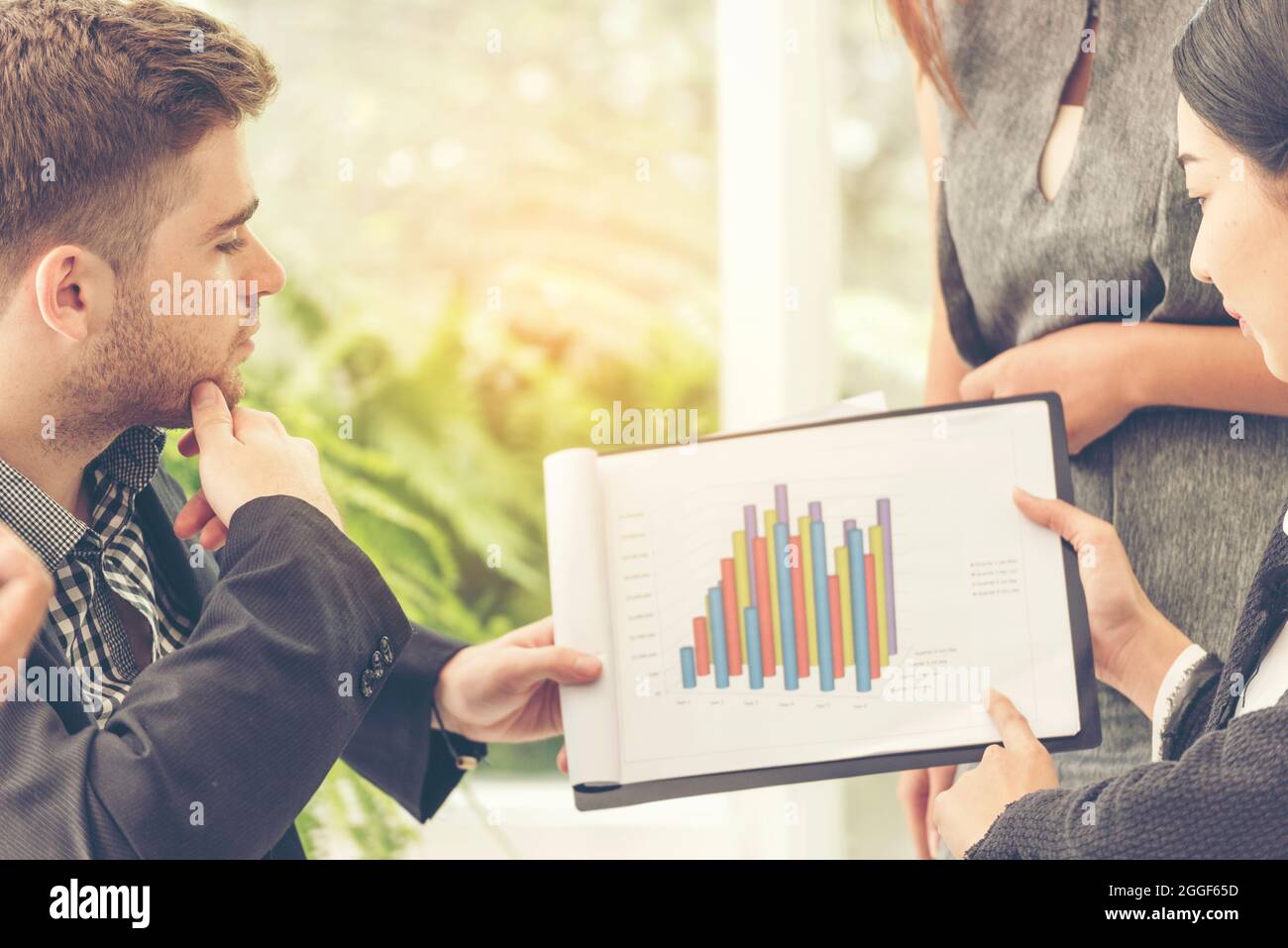 Business people present info graphic chart Business teamwork trust in ...