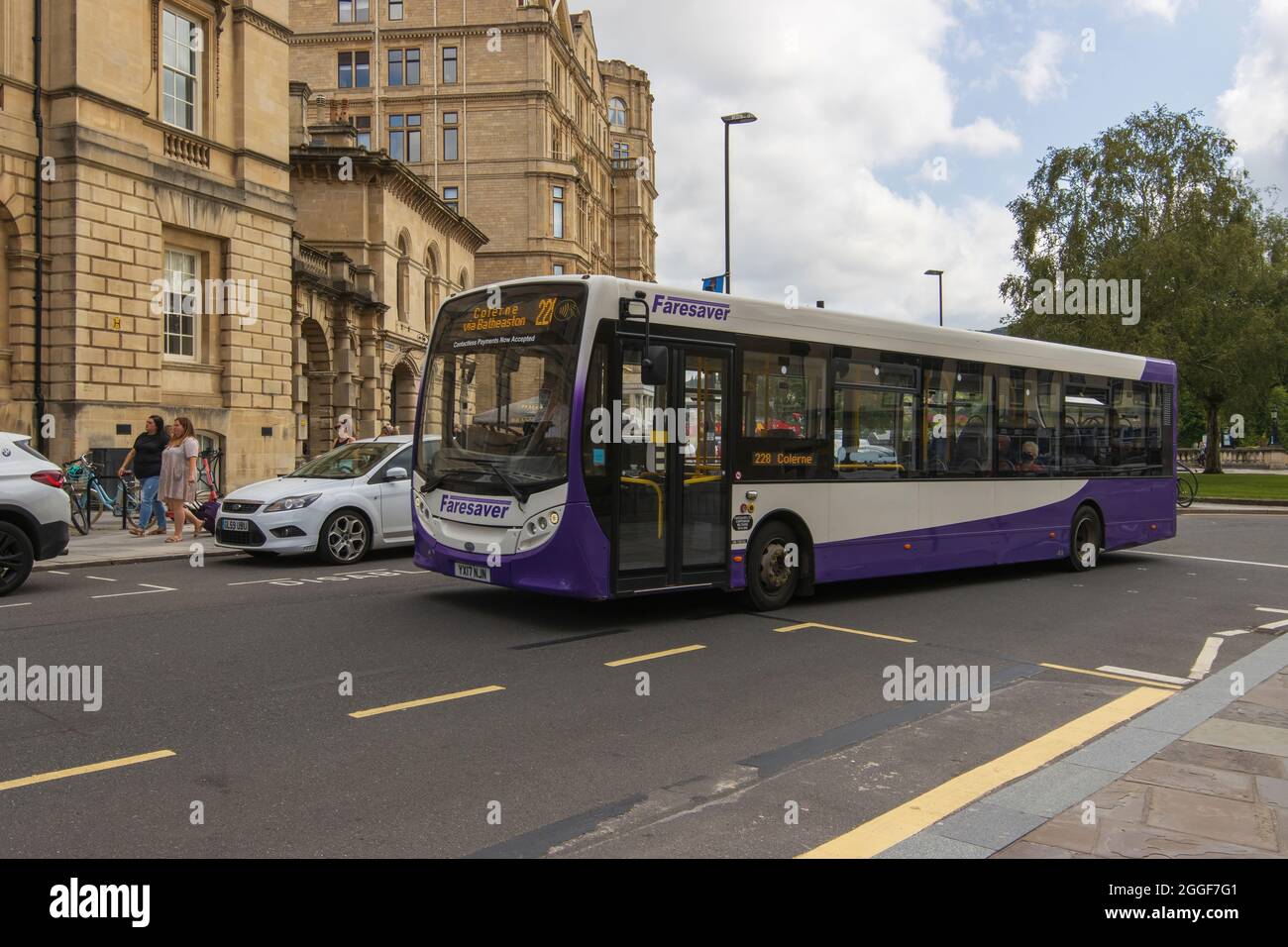 A 2017 Alexander Dennis Enviro 200 single deck bus, in Faresaver livery ...