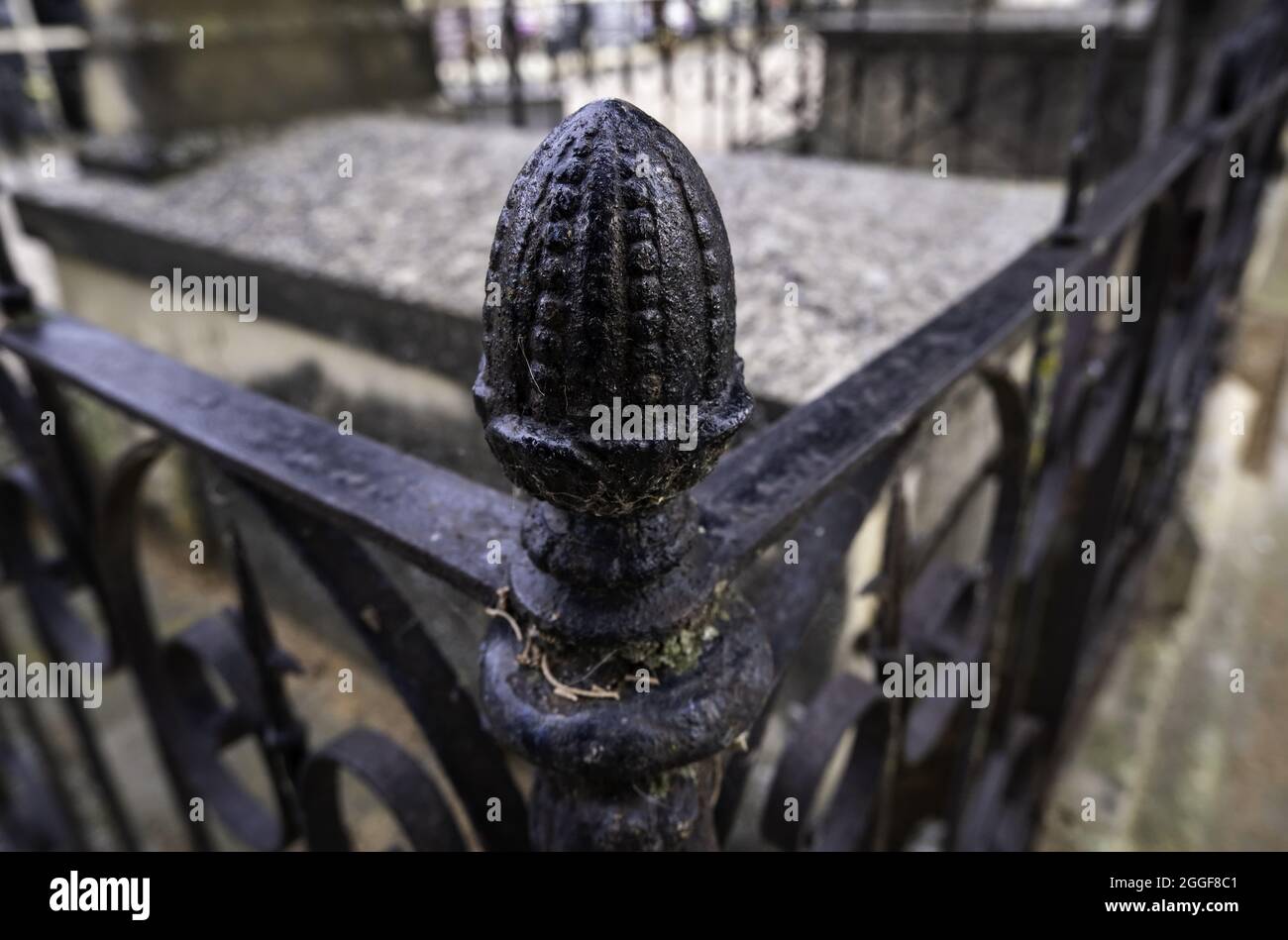 Detail of decoration with metal in an old catholic cemetery Stock Photo ...