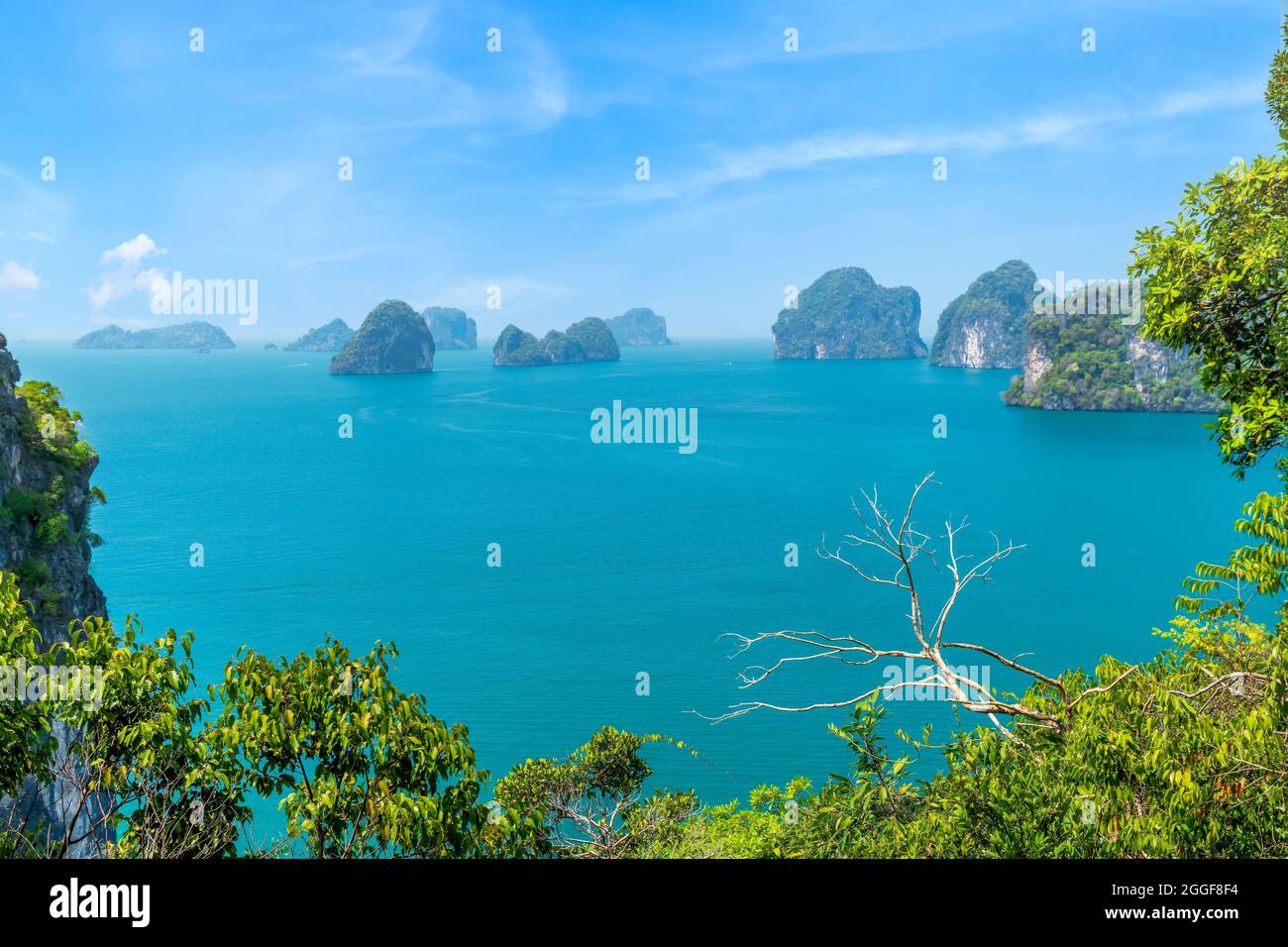 Exotic islands in Andaman Sea from Ko Hong viewpoint, Krabi Stock Photo ...