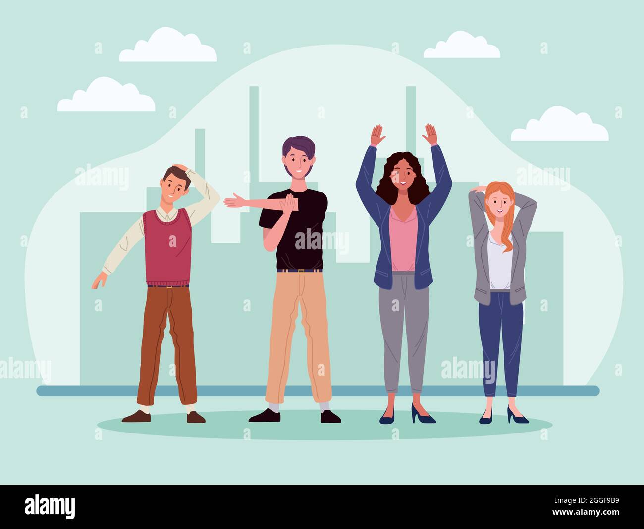 persons in active break scene Stock Vector Image & Art - Alamy