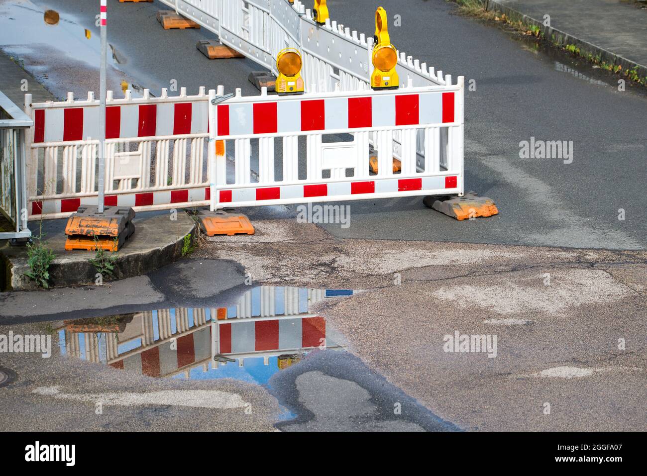 Closeup of the traffic barriers on the road Stock Photo - Alamy