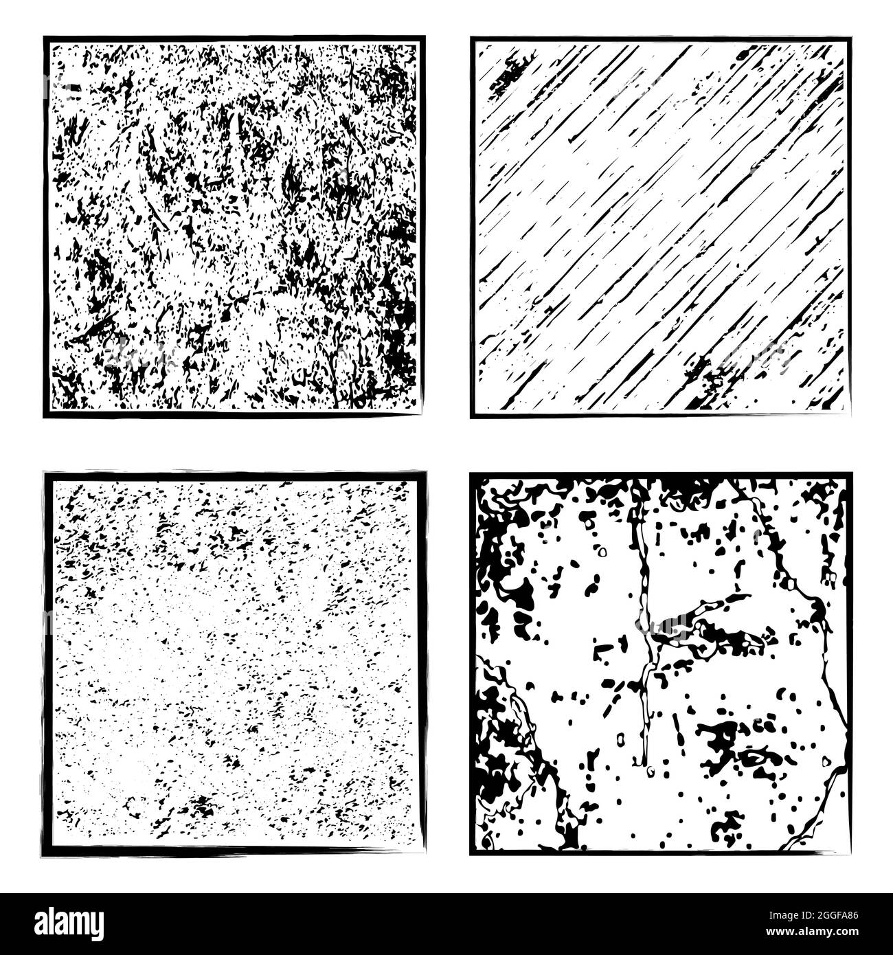 Set of grunge black overlay textures. Distress texture of spots, stains ...