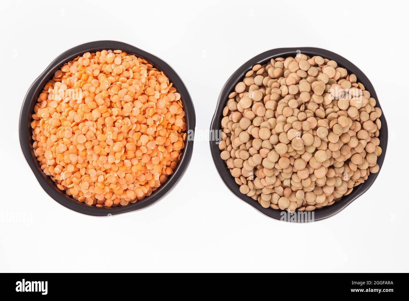 Very Healthy Food; Raw Lentils and Peeled Red Lentils Stock Photo - Alamy