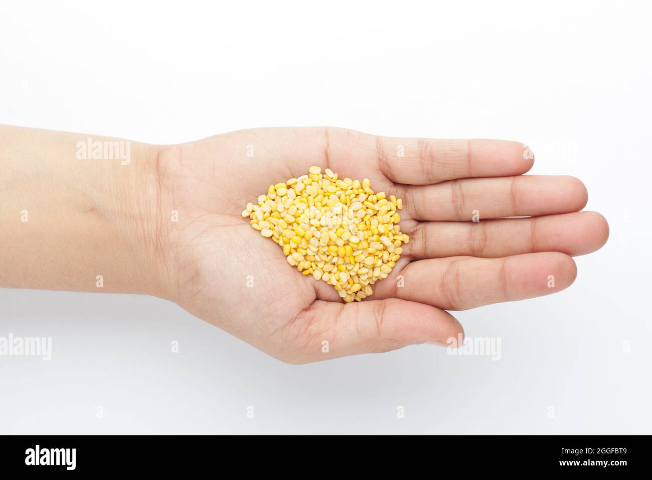 Macro Close up of Organic yellow Gram (Vigna radiata) or split yellow ...