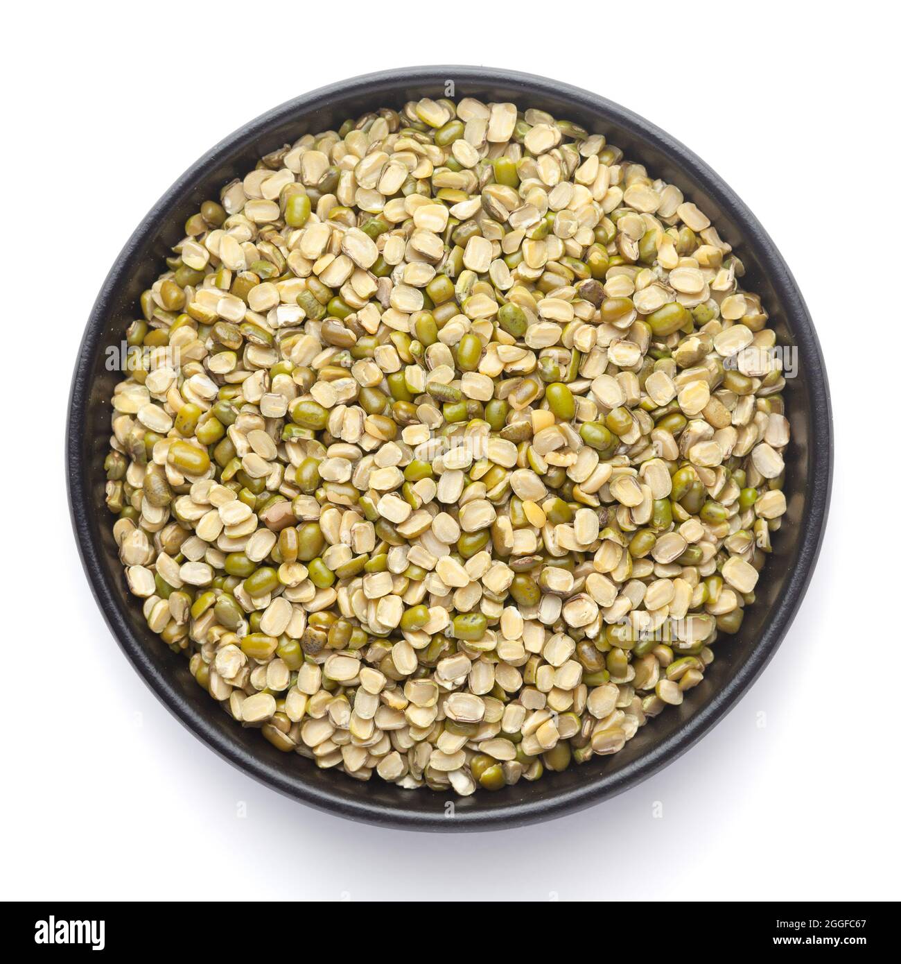 macro Close-up of Organic green Gram (Vigna radiata) or spilt green ...