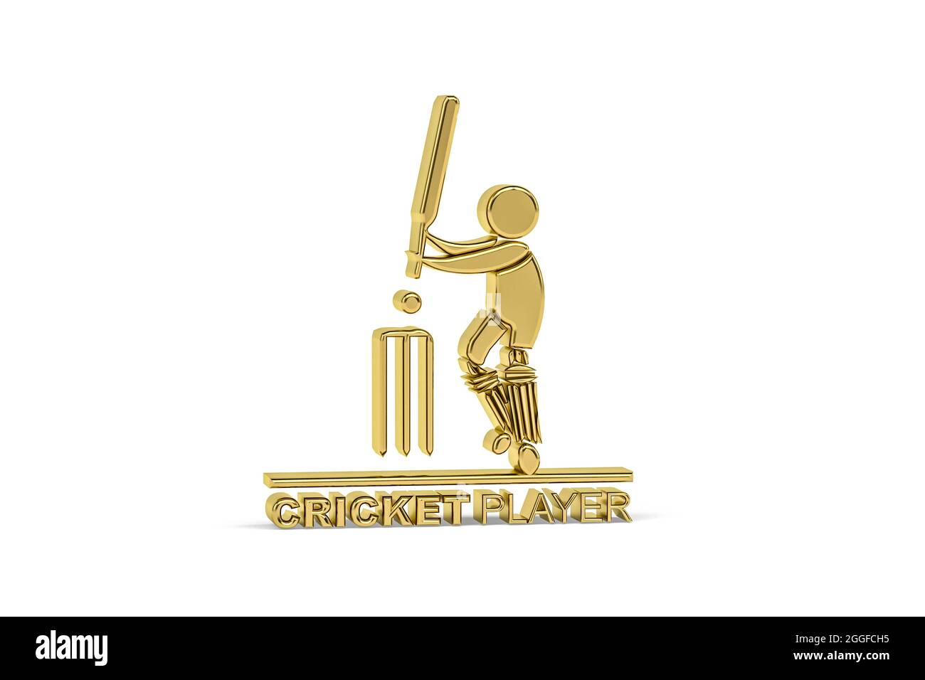 Golden 3d cricket icon isolated on white background - 3D render Stock ...
