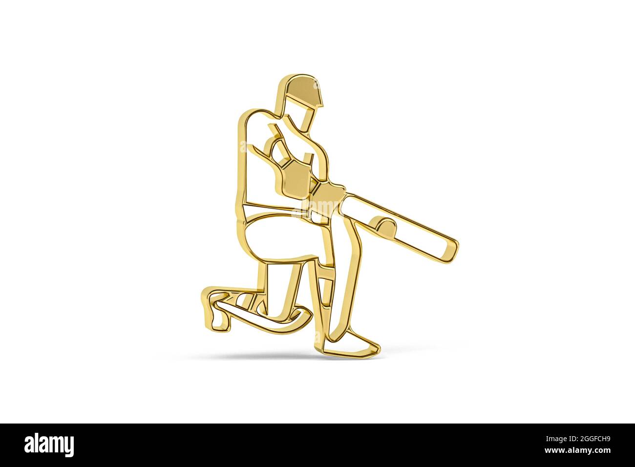 Golden 3d cricket icon isolated on white background - 3D render Stock ...