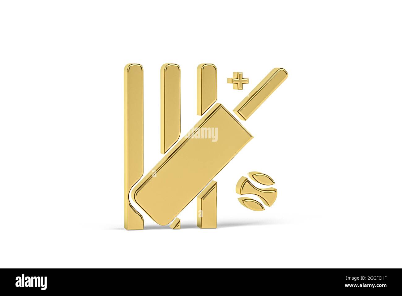 Golden 3d cricket icon isolated on white background - 3D render Stock ...