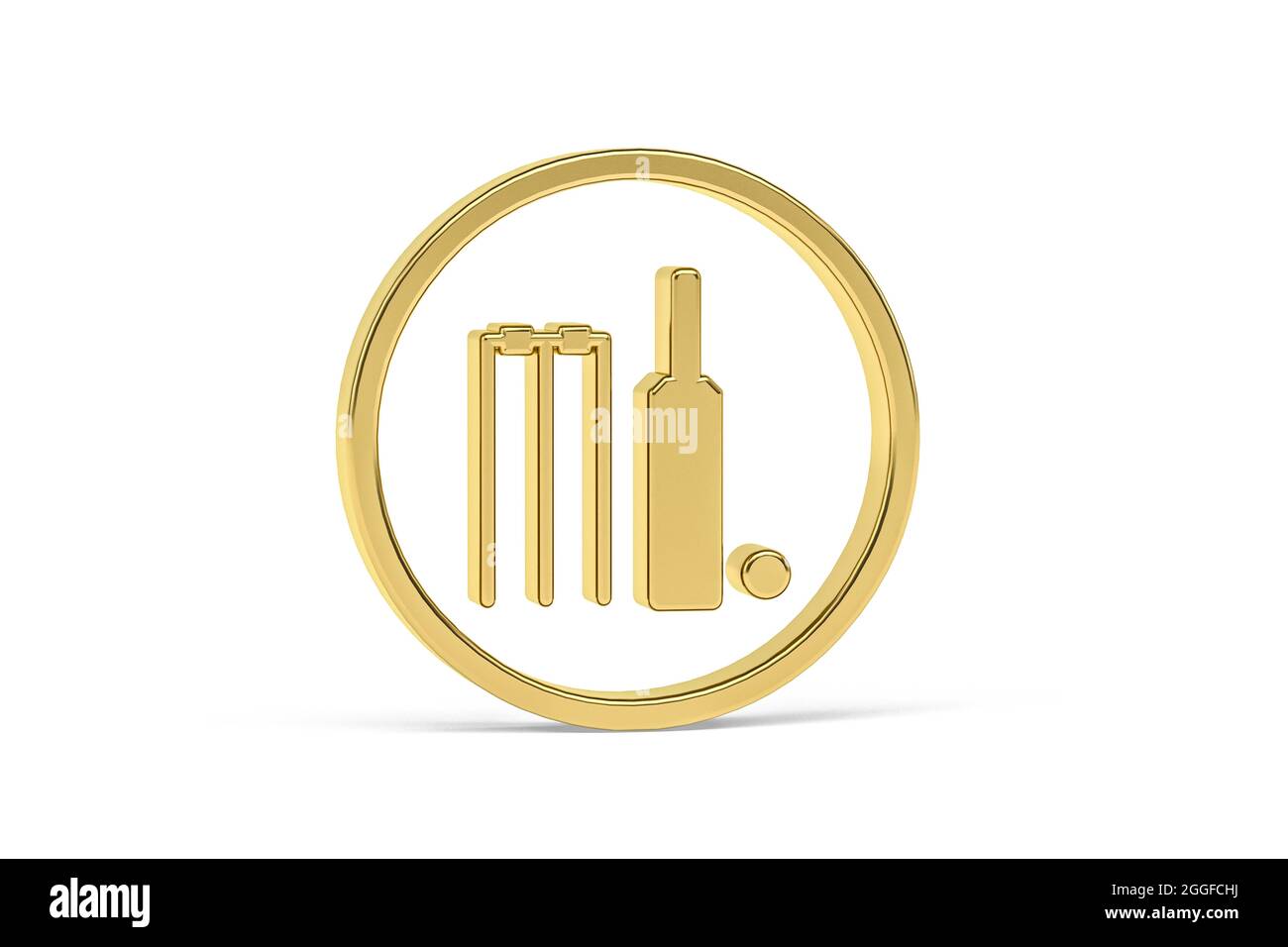Golden 3d cricket icon isolated on white background - 3D render Stock ...
