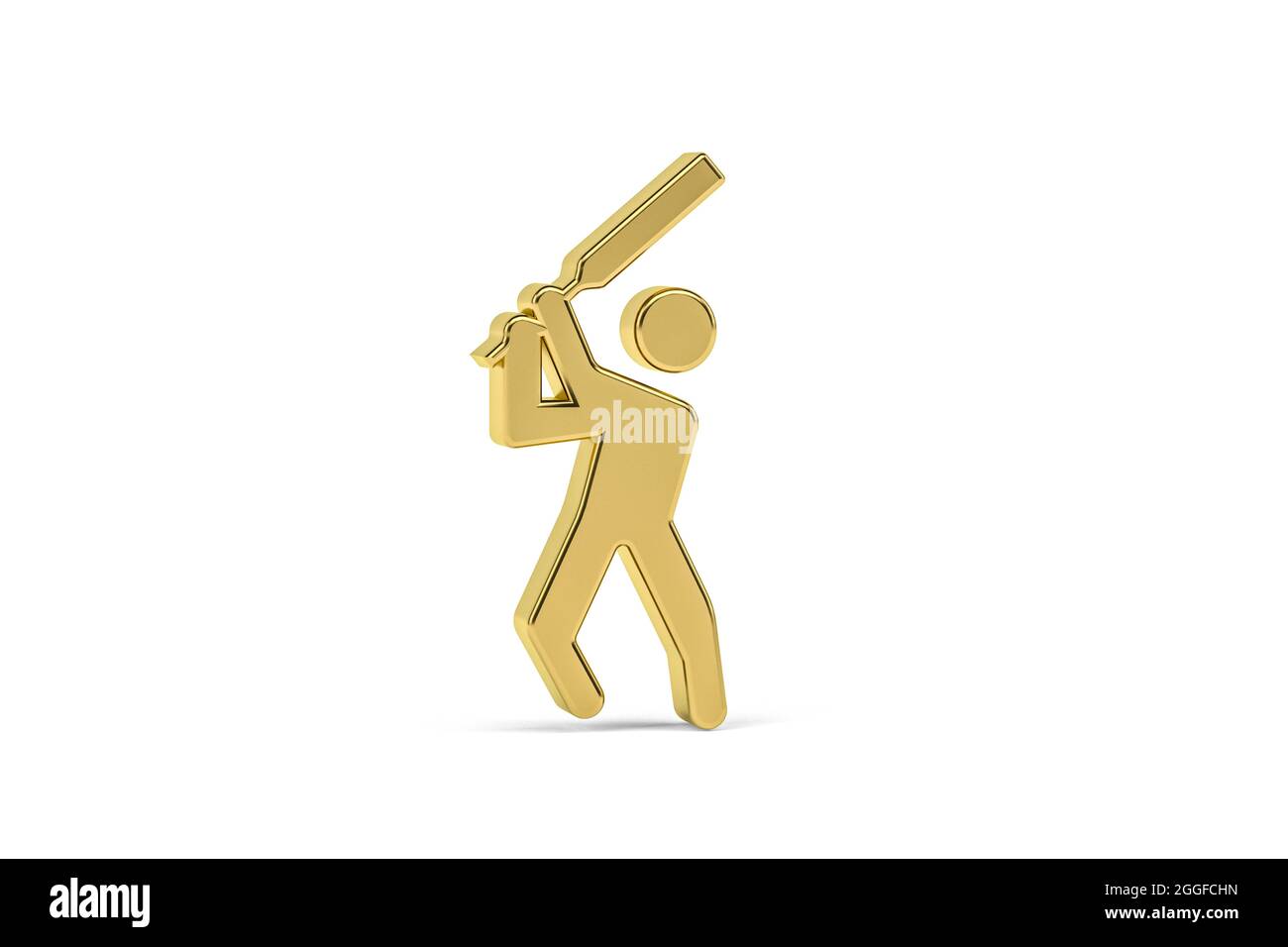Golden 3d cricket icon isolated on white background - 3D render Stock ...