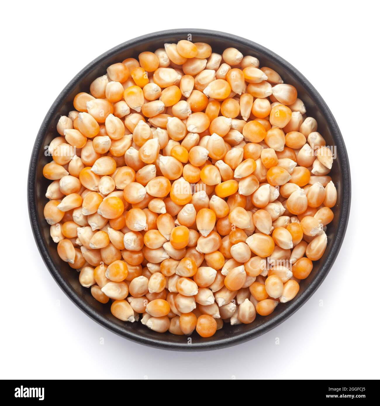 Macro Close up organic yellow corn seed or maize (Zea mays) inside a ...