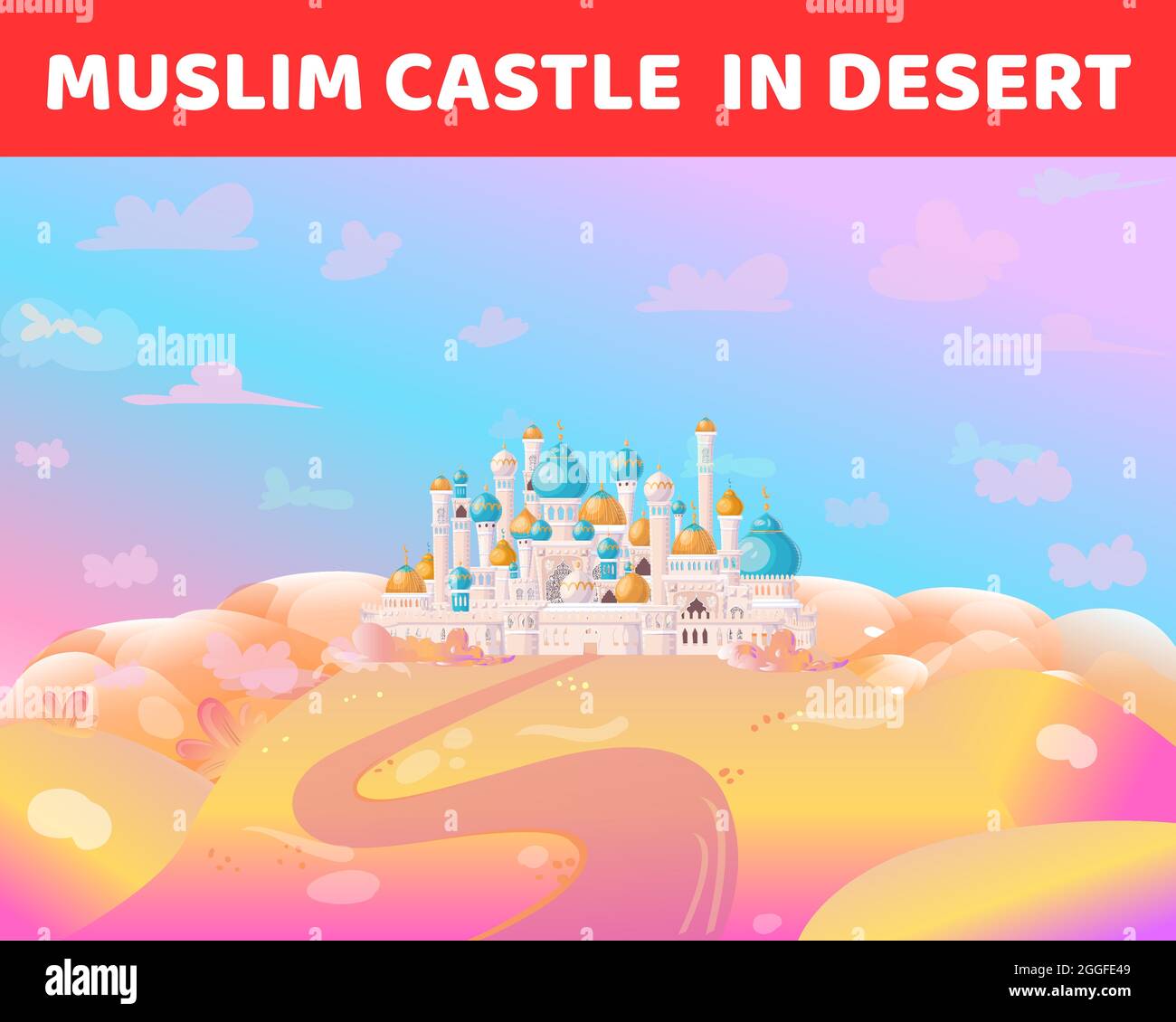 Muslim castle. Cartoon Islamic mosque. vector illustration Stock Vector ...