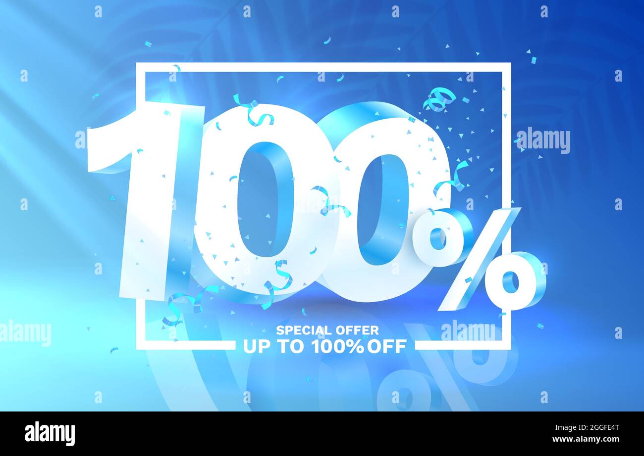 100 Off. Discount creative composition. 3d sale symbol with decorative ...