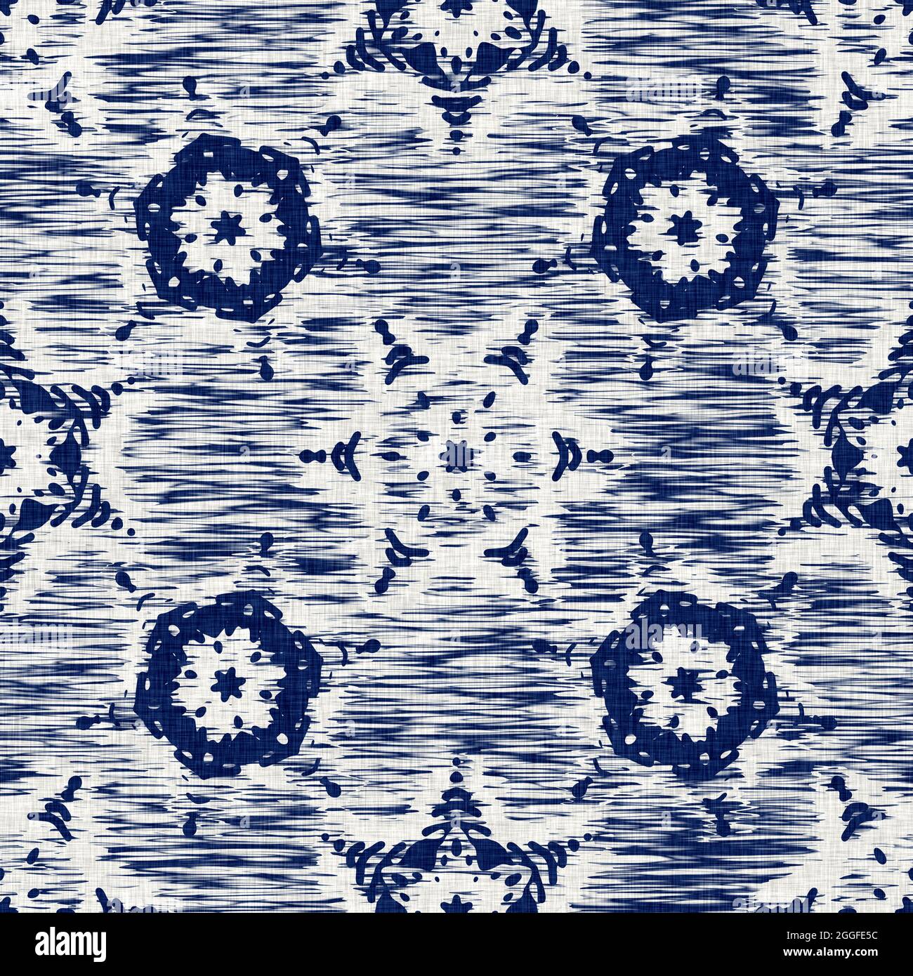 Indigo dyed fabric flower pattern texture. Seamless textile fashion ...