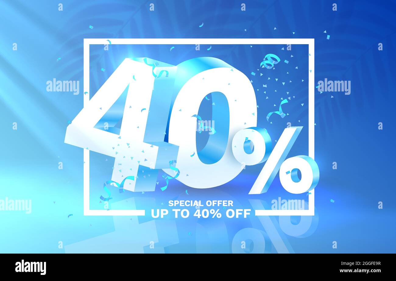 40 Off. Discount creative composition. 3d sale symbol with decorative ...