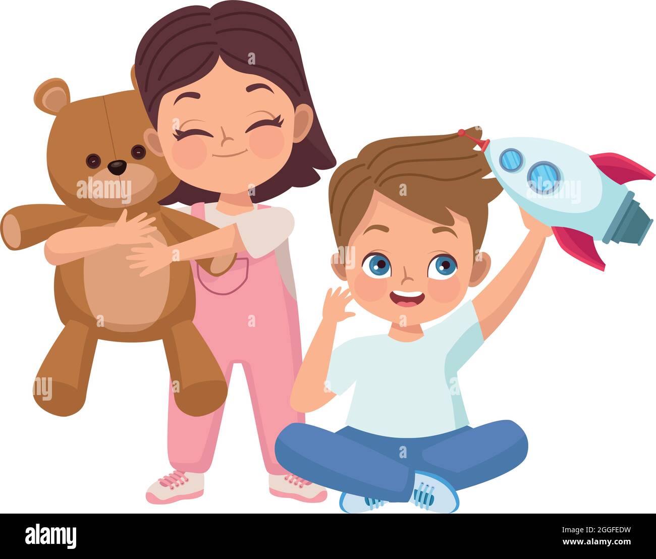 kids couple playing with toys Stock Vector Image & Art - Alamy