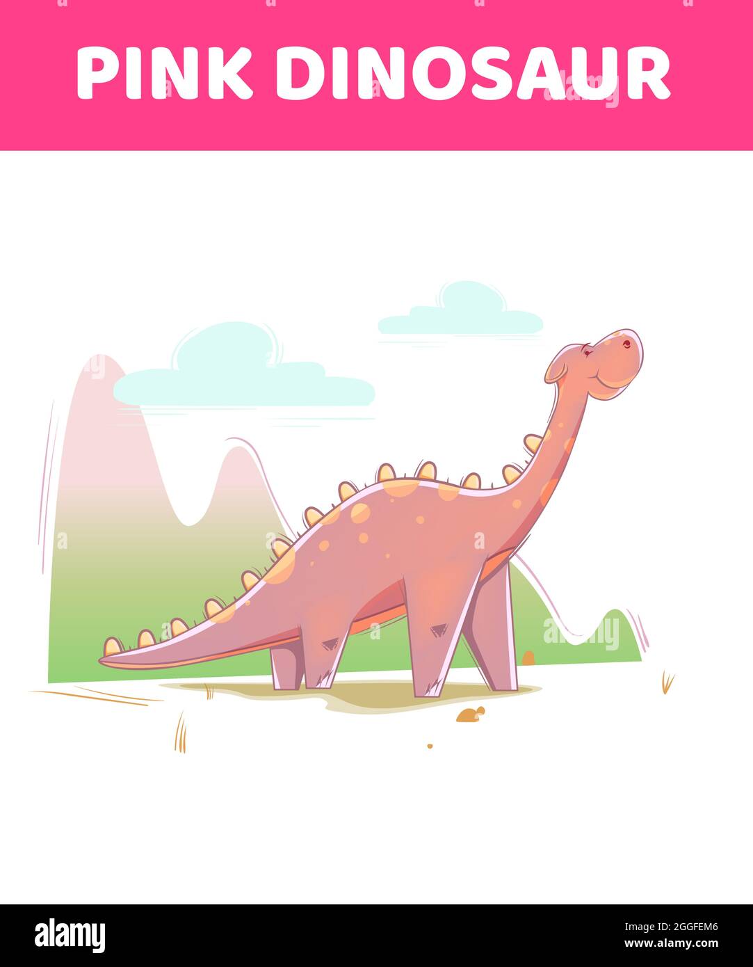 pink dinosaur. Cute Vector illustration in cartoon style Stock Vector ...