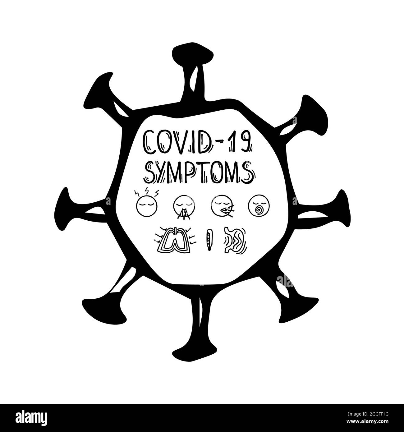 Hand drawn vector lettering with icons about coronavirus symptoms Stock ...